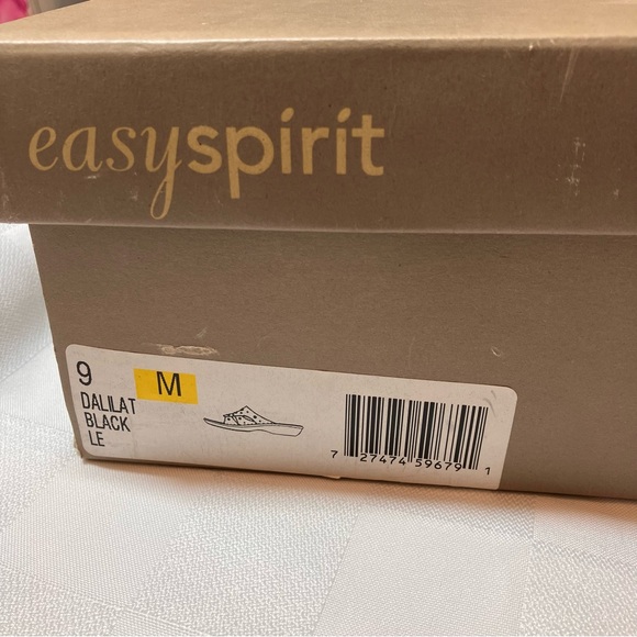 Easy Spirit | Shoes | Easy Spirit Dalila Black Leather Wedge Slides ...